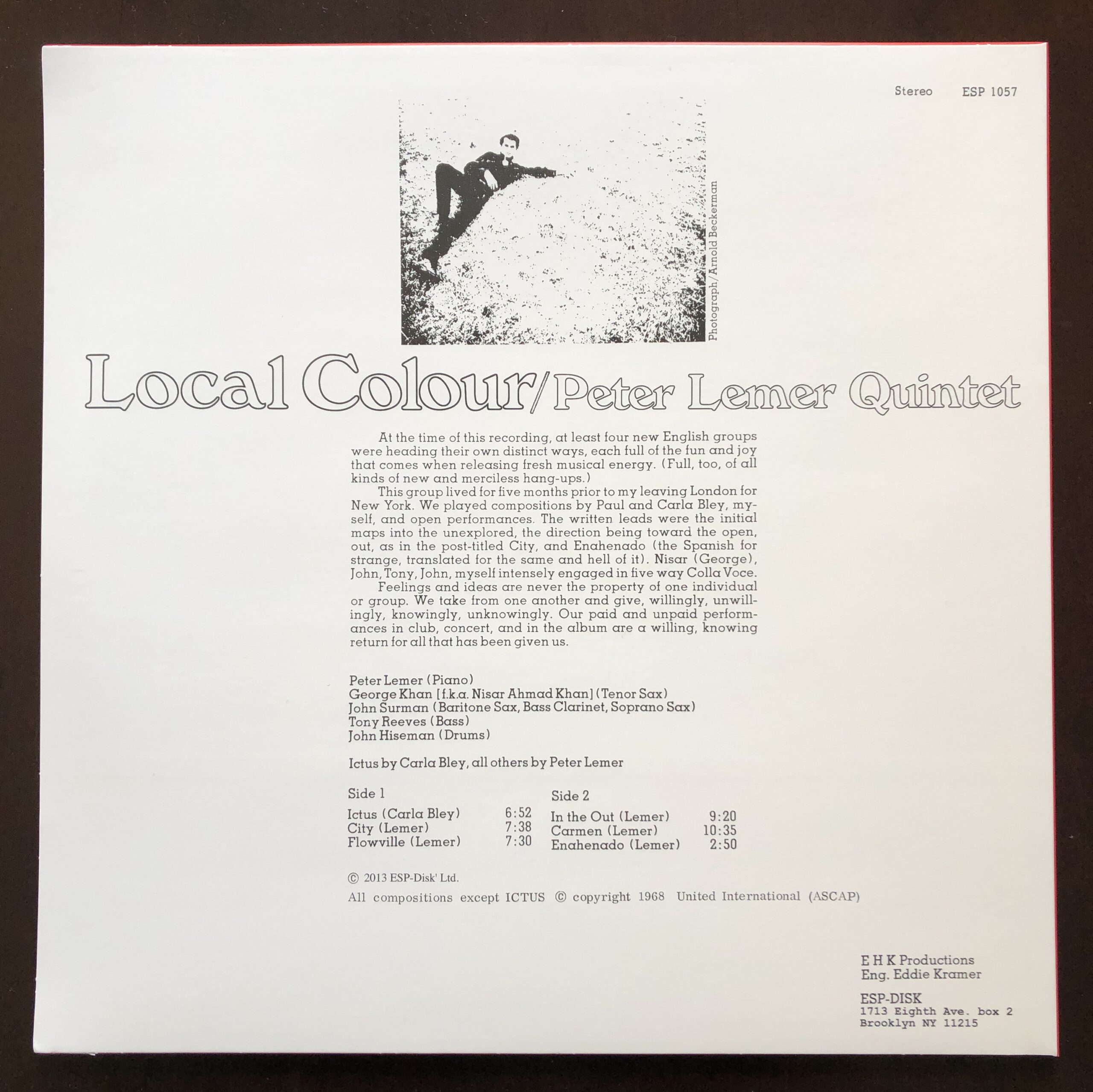 Peter Lemer Quintet - Local Colour – Eligo Audio Culture
